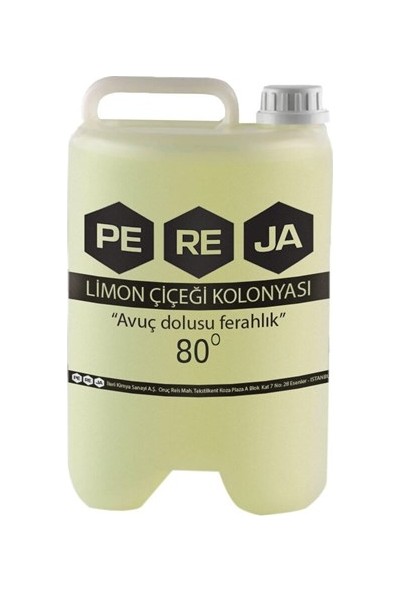 Pereja 5 Litre 80 Derece Limon Kolonyası Pereja 5 Litre 80 Derece Limon Kolonyası