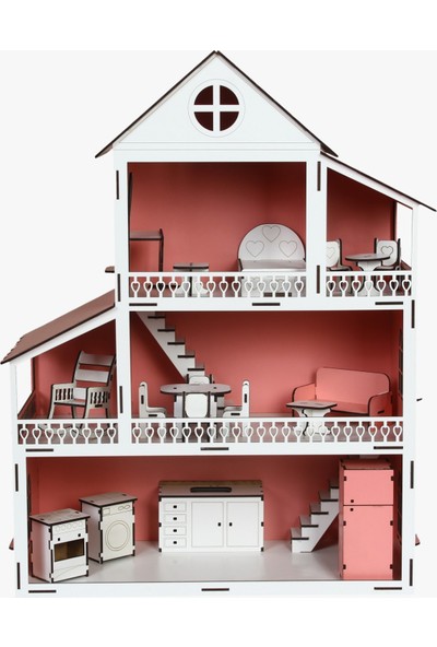 Ahşap Oyun Evi Villa Sapanca 3 Katlı Pembe Beyaz Oyun Evi Ahşap Oyun Evi Villa Sapanca 3 Katlı Pembe Beyaz Oyun Evi
