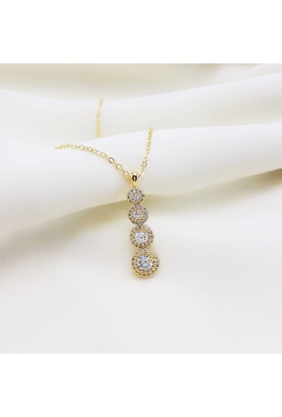 BijuStore Zirkon Taşlı Dört Taş Kadın Kolye