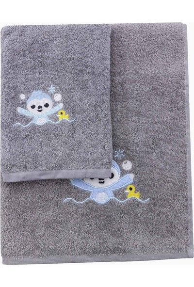 Uygun Bebe Banyo Havlusu 2 Parça Takım Tembel Hayvan Desenli - Gri Uygun Bebe Banyo Havlusu 2 Parça Takım Tembel Hayvan Desenli - Gri