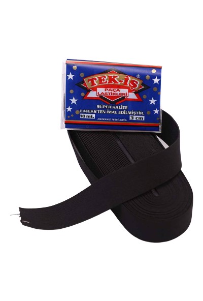 Tek İş Yassı Lastik 3 cm 159 Siyah Tek İş Yassı Lastik 3 cm 159 Siyah