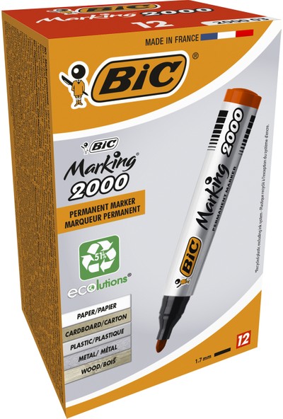 Bic Marker 2000 Yuvarlak Uçlu Permanent Markör Kırmızı 12'li Kutu Bic Marker 2000 Yuvarlak Uçlu Permanent Markör Kırmızı 12'li Kutu