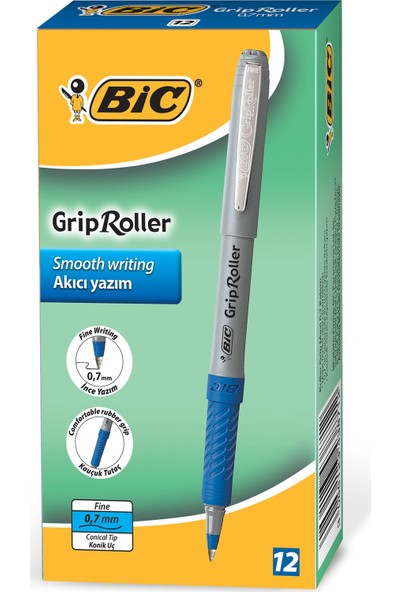 Bic Roller Glide Grip 0.7 Mavi Roller Kalem 12'li Kutu