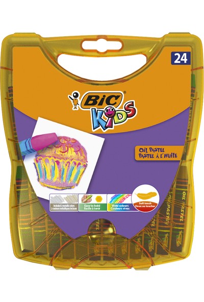 Bic Kids Yağlı Pastel Boya Çantalı Plastik Kutu 24 Renk