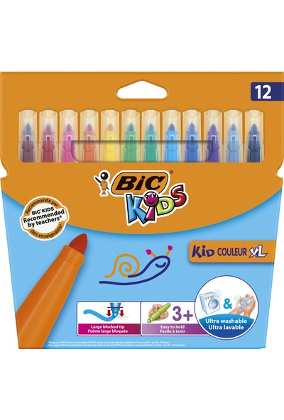 Bic Kids Kid Couleur XL Ultra Yıkanabilir Keçeli Boya Kalemi 12 Renk Bic Kids Kid Couleur XL Ultra Yıkanabilir Keçeli Boya Kalemi 12 Renk