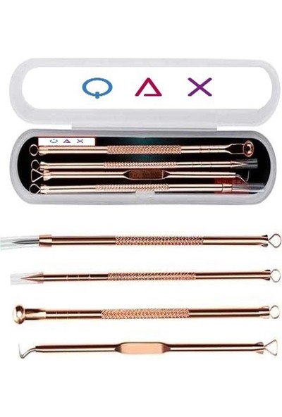 Qax 4 Parça Kutulu Paslanmaz Çelik Sivilce Akne Siyah Nokta Temizleme Komedon Aleti Altın Renk Qax 4 Parça Kutulu Paslanmaz Çelik Sivilce Akne Siyah Nokta Temizleme Komedon Aleti Altın Renk