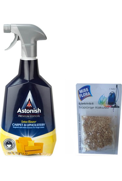 Astonish Koltuk ve Halı Temizleyici Sprey 750 ml + Elektrikli Süpürge Kokusu 3'lü Astonish Koltuk ve Halı Temizleyici Sprey 750 ml + Elektrikli Süpürge Kokusu 3'lü
