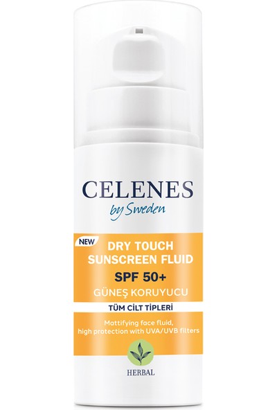 Celenes By Sweden Herbal Dry Touch Yüksek Korumalı Fluid 50 Spf Güneş Koruyucu Yüz ve Dekolte Bölgesi Celenes By Sweden Herbal Dry Touch Yüksek Korumalı Fluid 50 Spf Güneş Koruyucu Yüz ve Dekolte Bölgesi