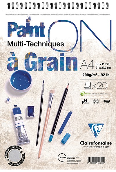 Clairefontaine Resim Defteri Paint'on A4 200Gr 20 Yaprak