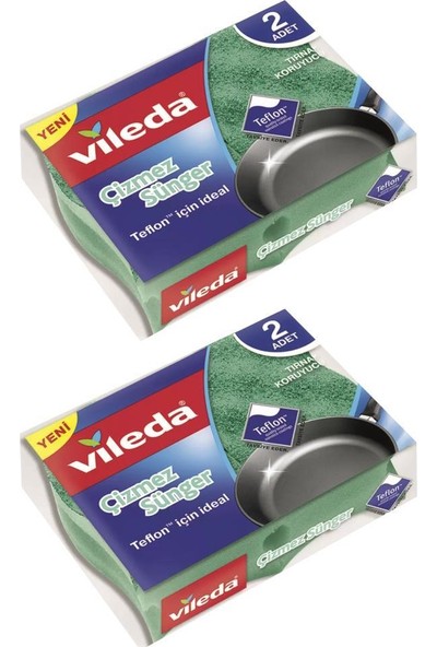 Vileda 2'li Oluklu Çizmez Sünger 2 Paket