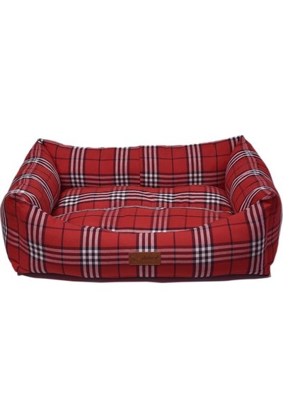 Dubex Danish Kedi Köpek Yatağı Kareli Kırmızı XL