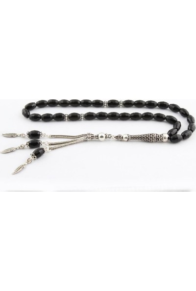 Tesbih Sepetim 925 Ayar Gümüş Püsküllü Kristal Kesim Onix Taşlı Tesbih