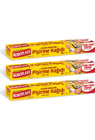 Koroplast Pişirme Kağıdı Hazır Kesilmiş 16 Adet - 3'lü Koroplast Pişirme Kağıdı Hazır Kesilmiş 16 Adet - 3'lü