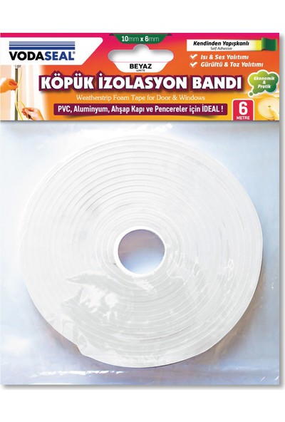 Kapı Pencere Soğuk Izolasyon Bandı Fitili Yapışkanlı 6X10 mm Kapı Pencere Soğuk Izolasyon Bandı Fitili Yapışkanlı 6X10 mm