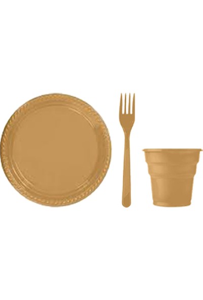 Partylandtr Gold Altın Renk 25 Kişilik Plastik Bardak Çatal Tabak Partylandtr Gold Altın Renk 25 Kişilik Plastik Bardak Çatal Tabak