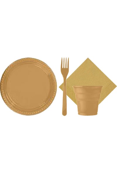 Partylandtr Gold Altın Renk 25 Kişilik Plastik Bardak Çatal Tabak Peçete Partylandtr Gold Altın Renk 25 Kişilik Plastik Bardak Çatal Tabak Peçete