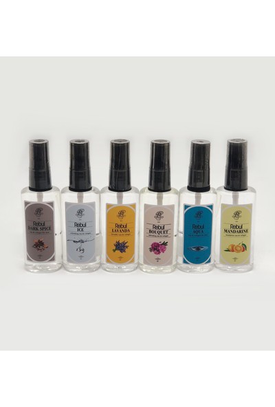 Rebul Kolonya Çeşitleri 50 ml x 6 Adet - Dark Spice-Buket-Aqua-Ice-Mandarine-Lavanta Karma6 Rebul Kolonya Çeşitleri 50 ml x 6 Adet - Dark Spice-Buket-Aqua-Ice-Mandarine-Lavanta Karma6