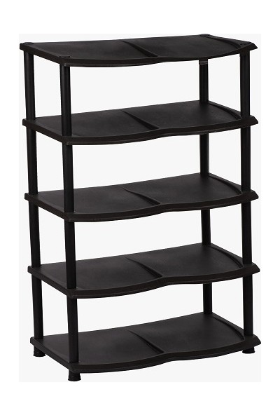 Atadan 5 Katlı Siyah Plastik Büyük Ayakkabılık