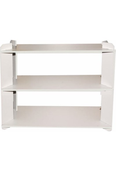 Atadan 3 Katlı Kahve Ayakkabılık-Beyaz