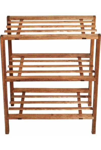 Atadan 3 Katlı Midi Boy Ahşap Ayakkabılık-Kızıl Atadan 3 Katlı Midi Boy Ahşap Ayakkabılık-Kızıl