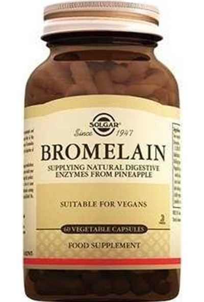 Solgar Bromelain Takviye Edici Gıda 150 mg 60 Kapsül Solgar Bromelain Takviye Edici Gıda 150 mg 60 Kapsül