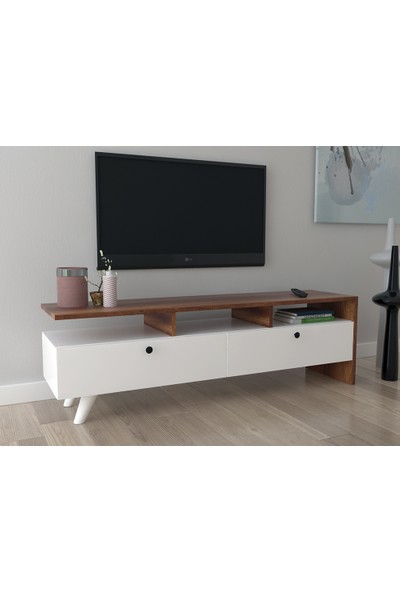 Atena Tv Ünitesi Televizyon Sehpası Ceviz Beyaz Atena Tv Ünitesi Televizyon Sehpası Ceviz Beyaz
