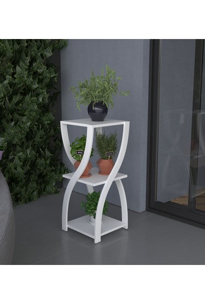 PlatinReyon Kum Saati Modeli Saksılık Beyaz