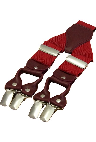 Kemer Dünyası Metal 6 Klipsli Erkek Lüx Pantolon Askısı Bordo Kemer Dünyası Metal 6 Klipsli Erkek Lüx Pantolon Askısı Bordo