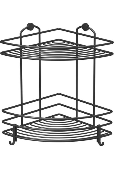 Tekno-tel 2 KATLI KANCALI BANYO KÖŞE RAFI MAT SİYAH BK022H Tekno-tel 2 KATLI KANCALI BANYO KÖŞE RAFI MAT SİYAH BK022H