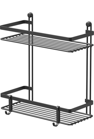 Tekno-tel 2 KATLI KANCALI BANYO RAFI MAT SİYAH ES067H Tekno-tel 2 KATLI KANCALI BANYO RAFI MAT SİYAH ES067H