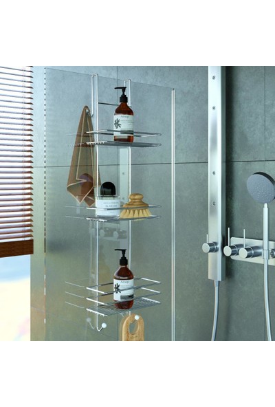 Tekno-tel 3 Katlı Duşakabin Banyo Rafı Krom Lm066 Tekno-tel 3 Katlı Duşakabin Banyo Rafı Krom Lm066