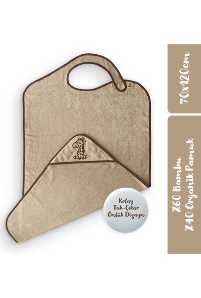 Minacles Bebek Banyo Havlusu-Krem Zürafa Desenli Minacles Bebek Banyo Havlusu-Krem Zürafa Desenli