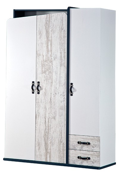 Cadde Yıldız Trend Mavi 3 Kapılı Gardrop