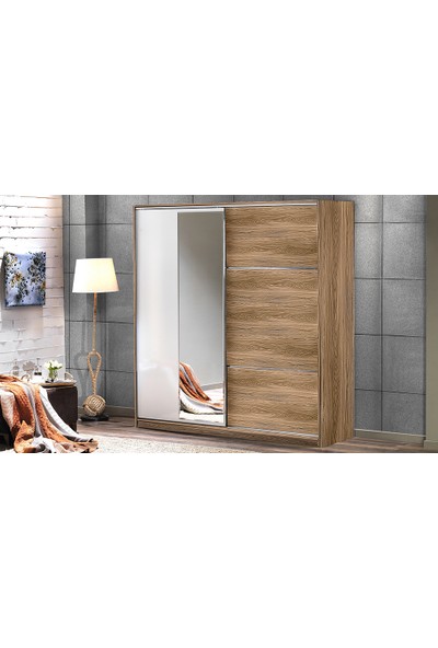 Cadde Yıldız Torino 220 cm Kaman Ceviz Sürgülü Gardrop Cadde Yıldız Torino 220 cm Kaman Ceviz Sürgülü Gardrop