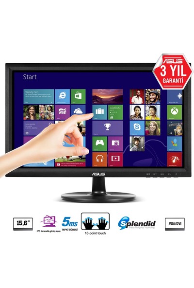 Asus VT168H 15.6” 10ms (HDMI+VGA) 10 Parmak Dokunmatik Monitor