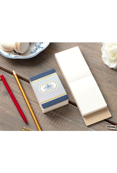 Madame Coco Kraft Cep Küçük Defteri - Lacivert / Ekru