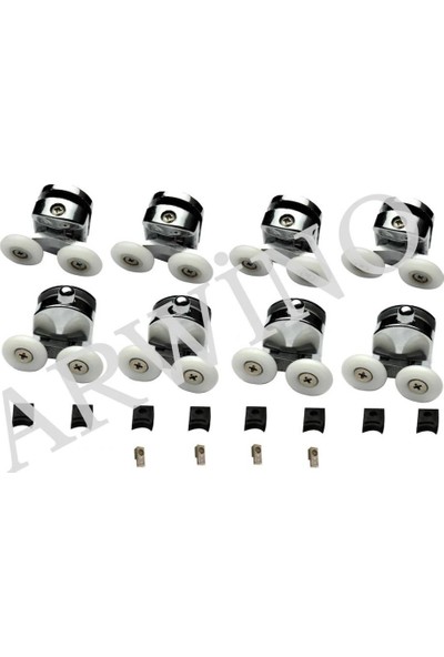 Arwino Arwino 8 Adet Set Duşakabin Tekerleği Cam Kabin Duş Tekeri Krom +Fren Mekanizmaları Teker Takımı Arwino Arwino 8 Adet Set Duşakabin Tekerleği Cam Kabin Duş Tekeri Krom +Fren Mekanizmaları Teker Takımı