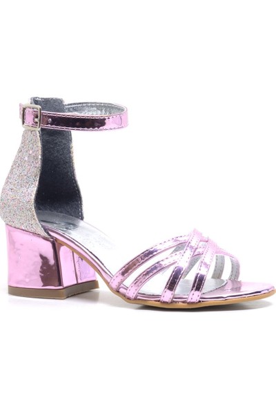 Sarıkaya Pembe Aynalı Kalın Topuklu Kız Çocuk Abiye Ayakkabı