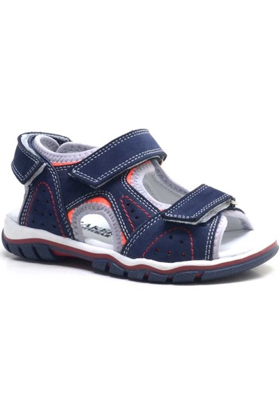 Rakerplus Deri Lacivert Erkek Çocuk Cırtlı Sandalet