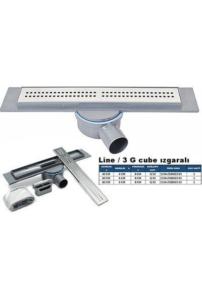 Sukar Line 3/G Cube Izgaralı Duş Kanalı 40 cm Sürme Yalıtım Uyumlu Sukar Line 3/G Cube Izgaralı Duş Kanalı 40 cm Sürme Yalıtım Uyumlu