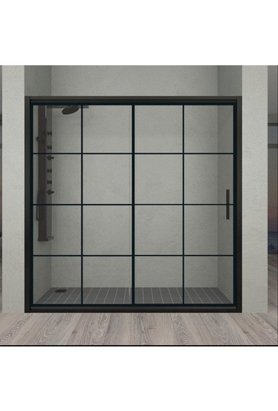 Duşakabincim 150 Cm Sürgülü Tek Kapılı Siyah Kabin