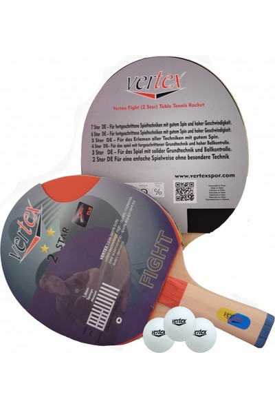 Vertex Fight 2 Yıldız Ittf Onaylı Masa Tenisi Raketi Seti Vertex Fight 2 Yıldız Ittf Onaylı Masa Tenisi Raketi Seti