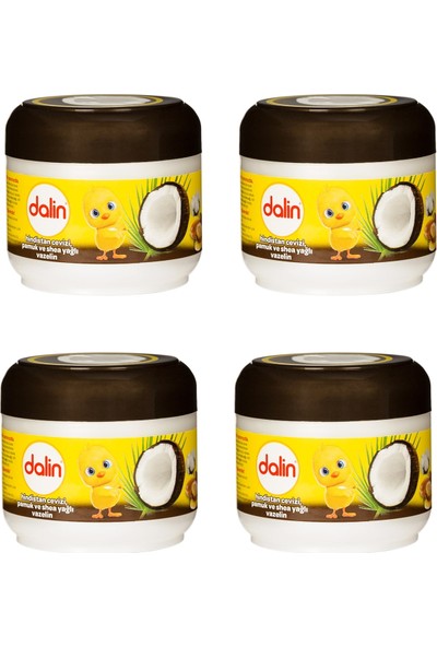 Dalin Hindistan Cevizi Pamuk Shea Yağı Vazelin 100 ml x 4 Adet Dalin Hindistan Cevizi Pamuk Shea Yağı Vazelin 100 ml x 4 Adet