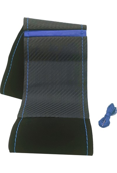 Neebs Oto Direksiyon Kılıfı Alcantra Karbon Mavi Dikişli