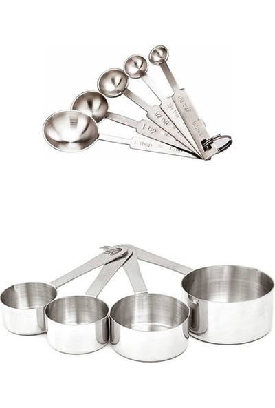 İles Gurme Çelik Ölçü Kaşığı + Ölçü Kabı 2'li Set