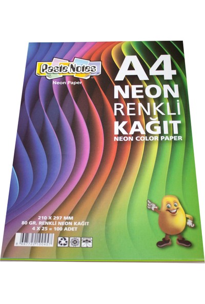Notyaz NEON 4 Renk A4 Kağıt 100 Yaprak Notyaz NEON 4 Renk A4 Kağıt 100 Yaprak