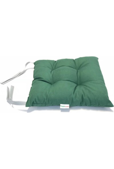 Tropik Home Yeşil Renk Pufidik Silikon Dolgulu Çökme Yapmaz 40 x 40 cm Kare Sandalye Minderi