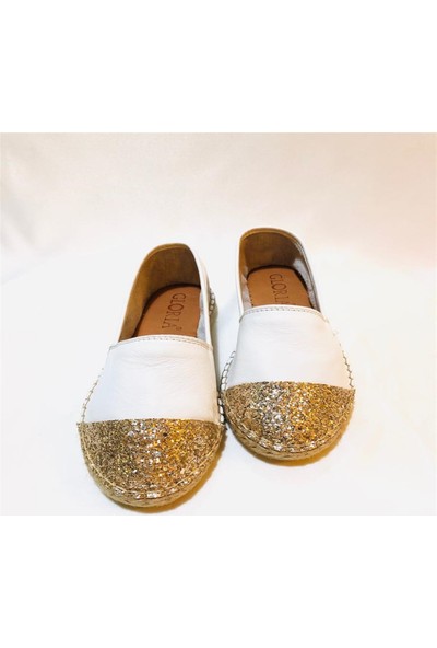 Gloria Beyaz Dore Simli Ayakkabı