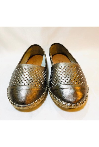 Gloria Kurşun Kafesli Deri Espadril