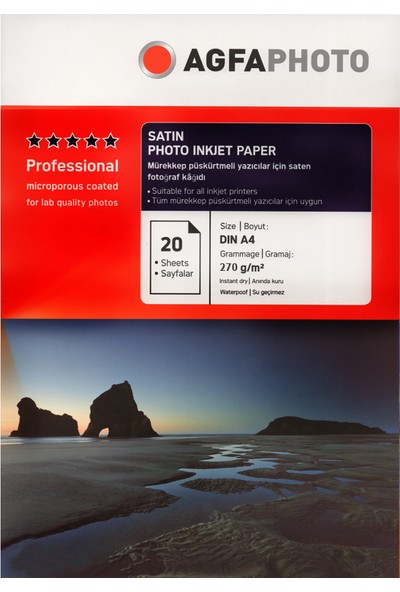 Agfaphoto A4 270 gr 20'li Mat Inkjet Kağıt Agfaphoto A4 270 gr 20'li Mat Inkjet Kağıt